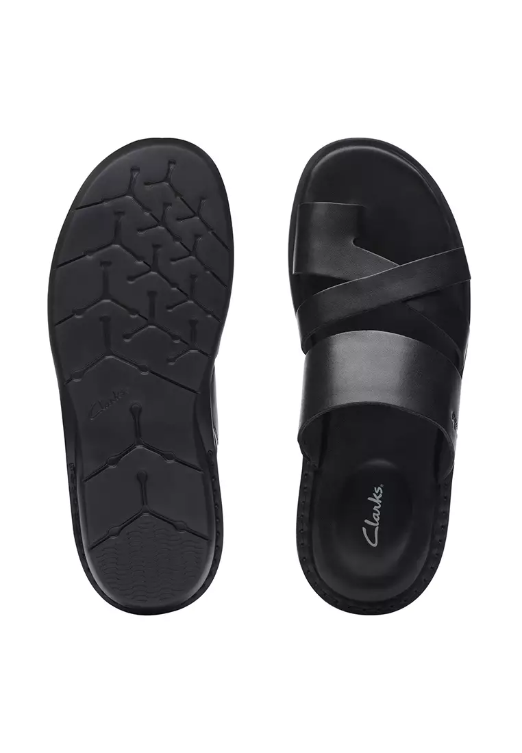 Buy CLARKS Clarks Penryn Loop Black Leather Sandals Online | ZALORA ...