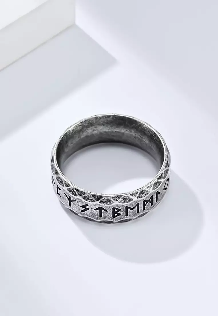 Buy HAPPY FRIDAYS Titanium Steel Stylish Runes Ring JW QF-JZ706 2025 ...
