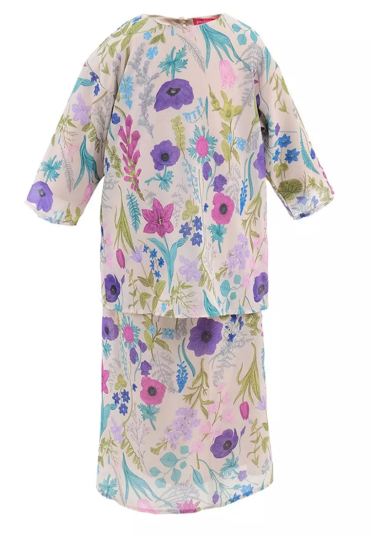 Buy POPLOOK KIDS Sentosa Set - Beige/Purple Fleur Online | ZALORA Malaysia