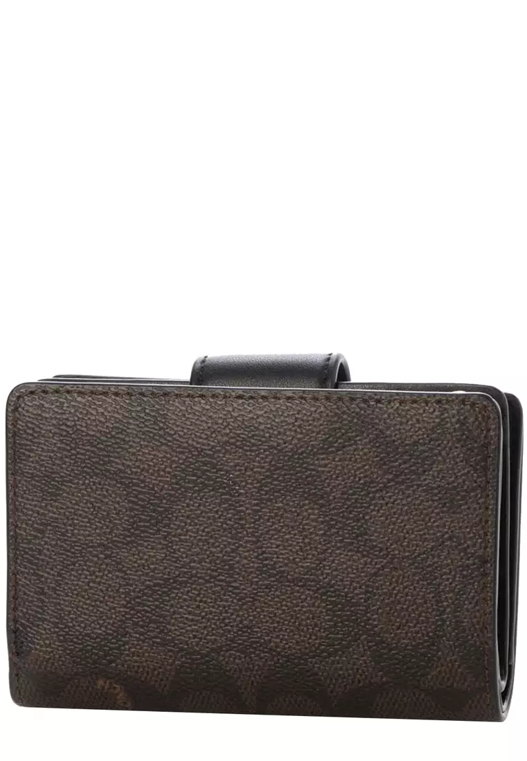 Buy Coach Medium Corner Zip Wallet In Signature Canvas in Walnut/ Black ...