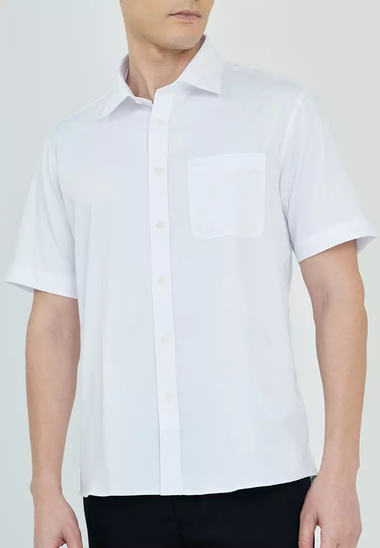 Buy Hechter Paris White Satin Slim Fit Dress Shirt 2026 Online | ZALORA ...