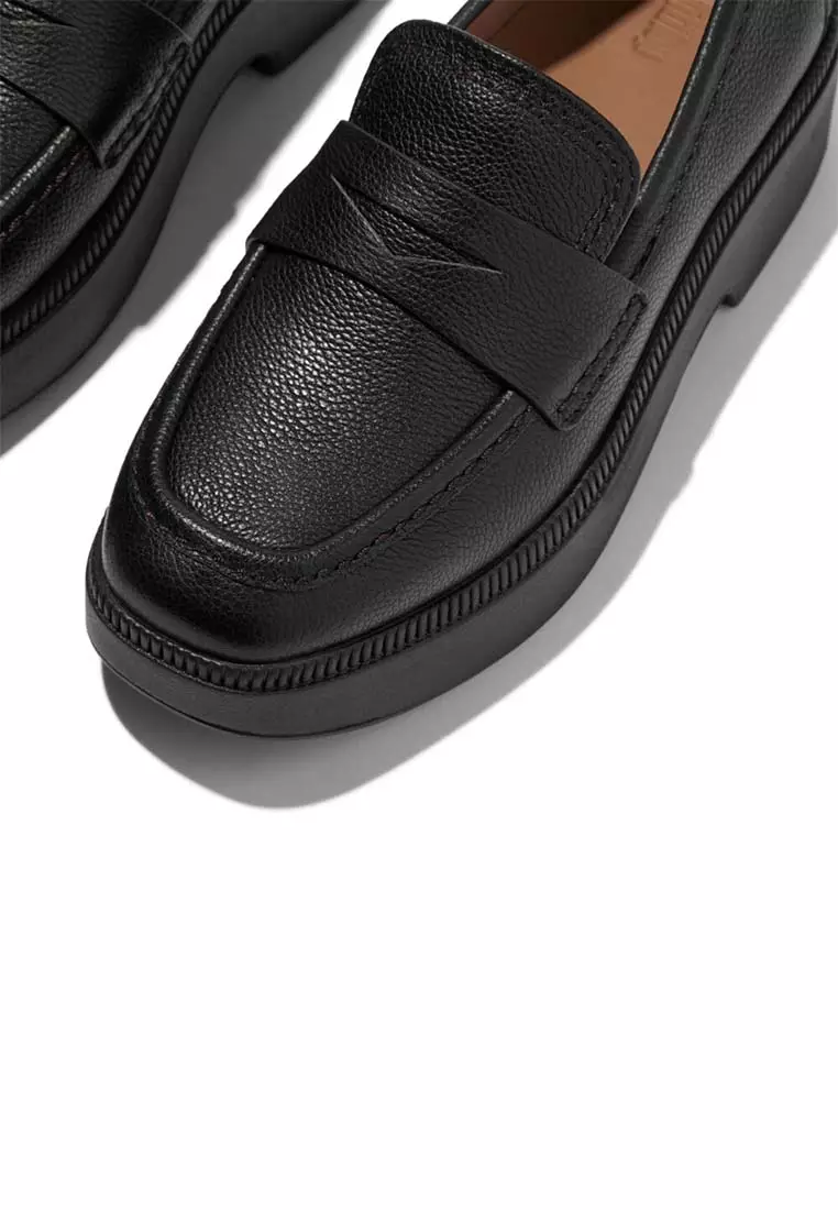 Buy FitFlop FitFlop F-Luma Stitch Tumbled-Leather Penny Loafers - Black ...