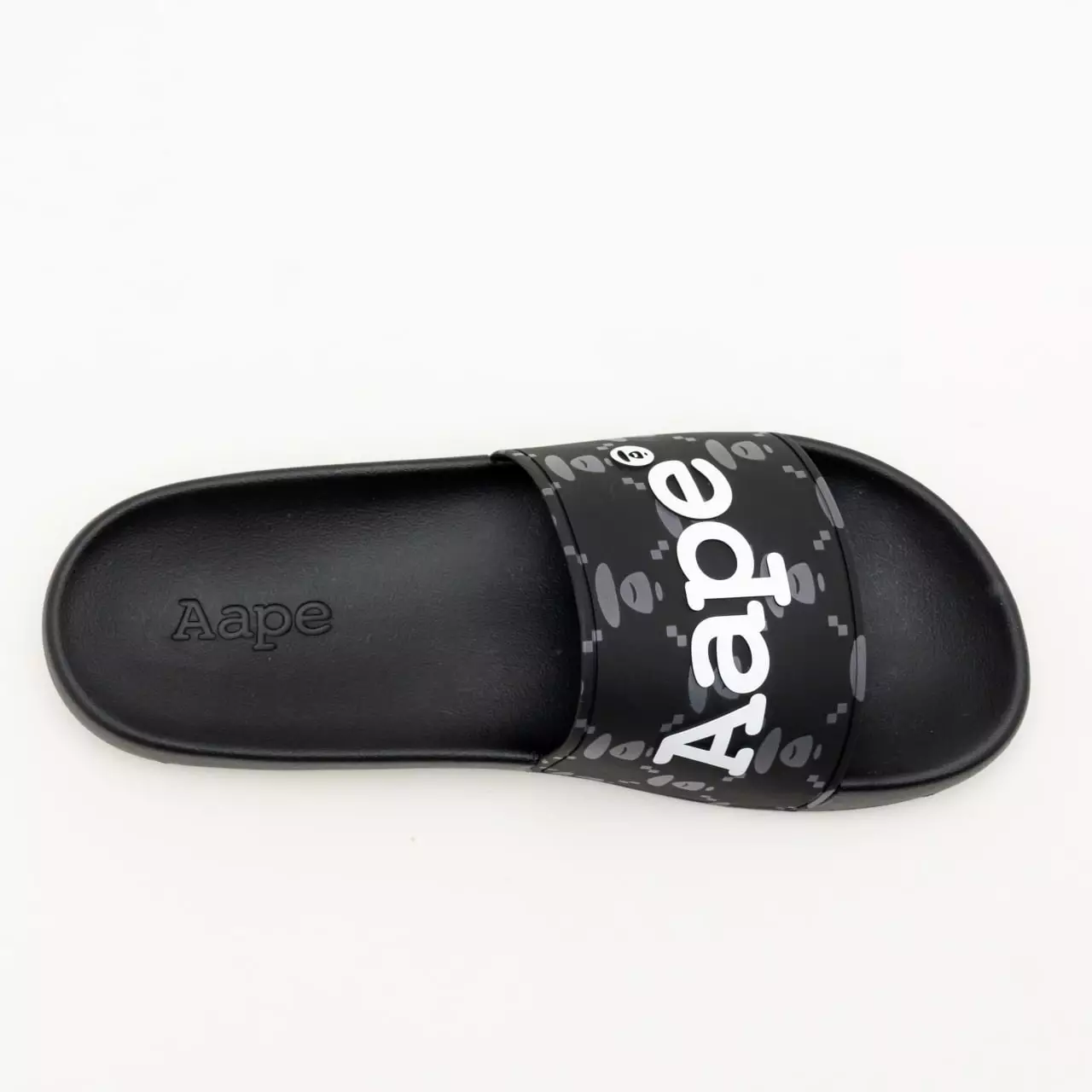 Jual AAPE BY BATHING APE Moonface Logo Slippers Camo Black Original ...