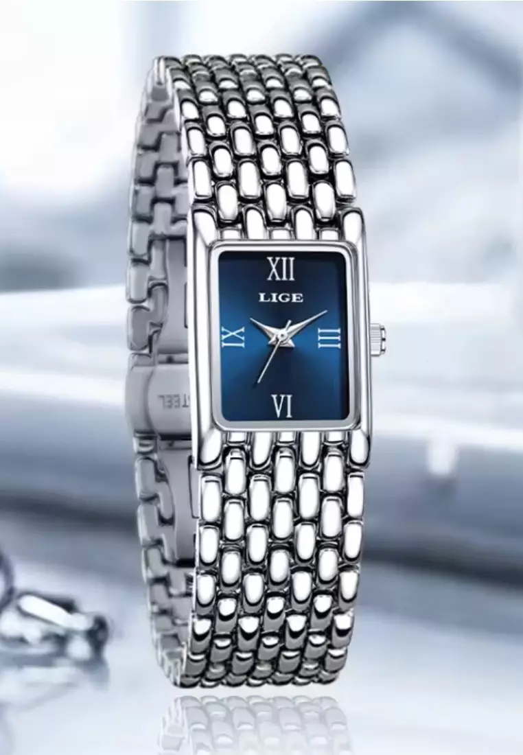 Buy LIGE Ladies Rectangular Quartz Watch, 29X20mm, Stainless Steel ...