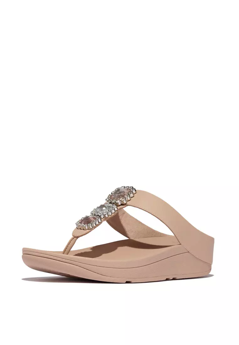 Buy FitFlop FINO Women's Crystal-Jewel Toe-Post Sandals - Classic Beige (E1K-B41) 2025 Online ...