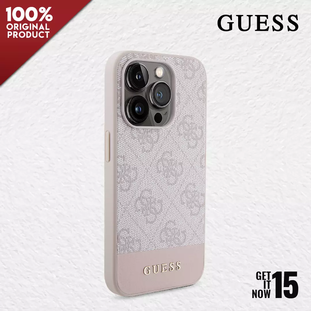 Jual GUESS Case iPhone 15 Pro GUESS 4G PU Bottom Stripe - Pink Original ...