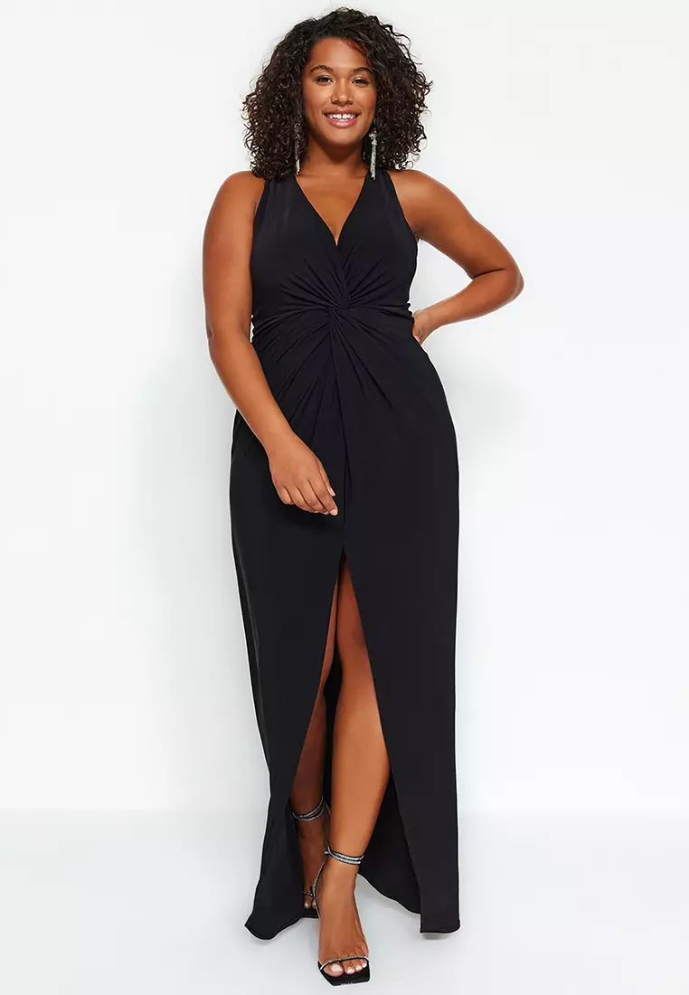 Buy Trendyol Plus Size Slit Twist Racerback Maxi Dress Online | ZALORA ...