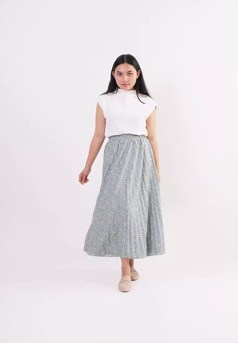 Jual Berrybenka Label Tekka Cornelia Flower Skirt Sky Blue Original ...