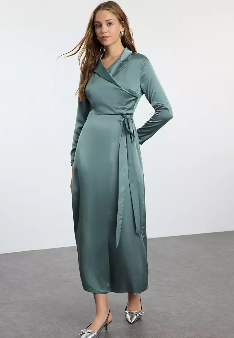 Buy Trendyol Modest Wrap Midi Dress Online | ZALORA Malaysia