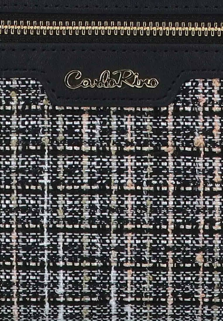 Buy Carlo Rino Black Clarice Tweed Crossbody Wallet 2024 Online ...