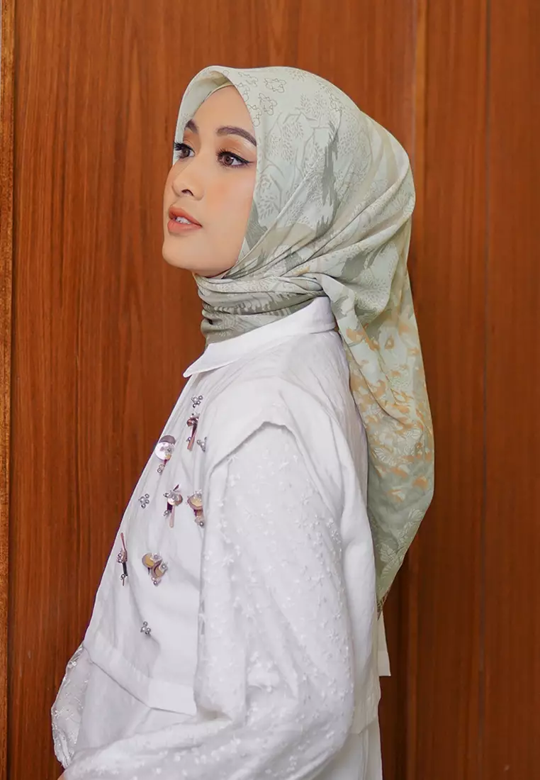 Jual Jenna And Kaia Jenna And Kaia Forest Scarf Broken White Original