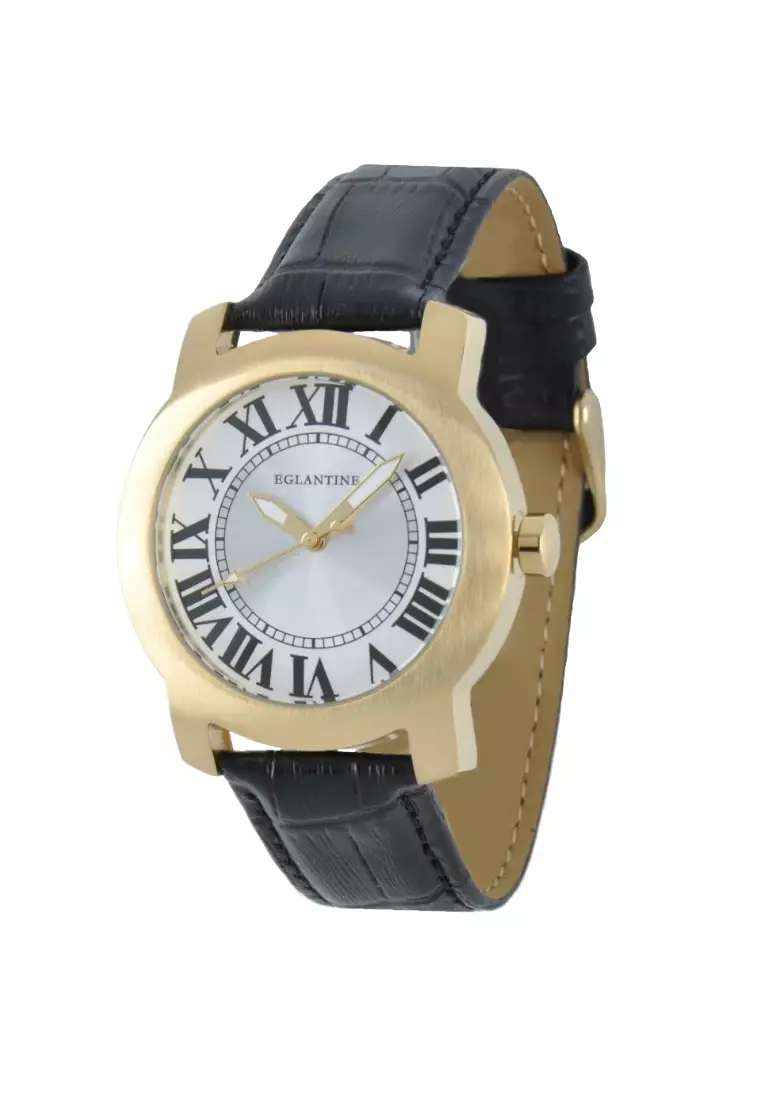 Buy EGLANTINE Emily Ladies Gold Plated Steel Quartz Watch on Black ...
