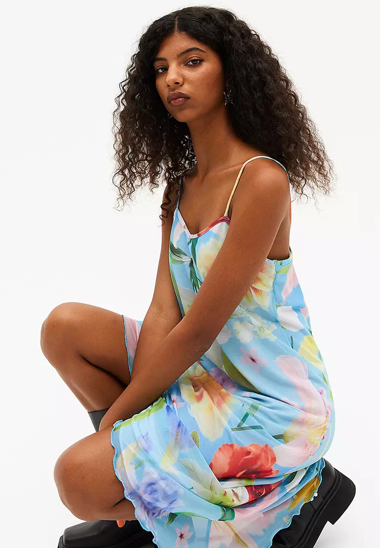 Monki Asymmetric Mesh Slip Dress 2025 | Buy Monki Online | ZALORA Hong Kong