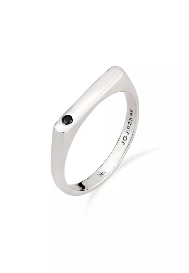 Buy Kuzzoi Men's Silver Black Zirconia Signet Ring 2026 Online | ZALORA