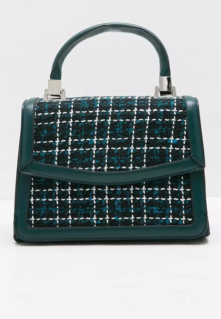 Jual Berrybenka Label Felicia Ocean Tweed Handbag Green Original 2025 ...
