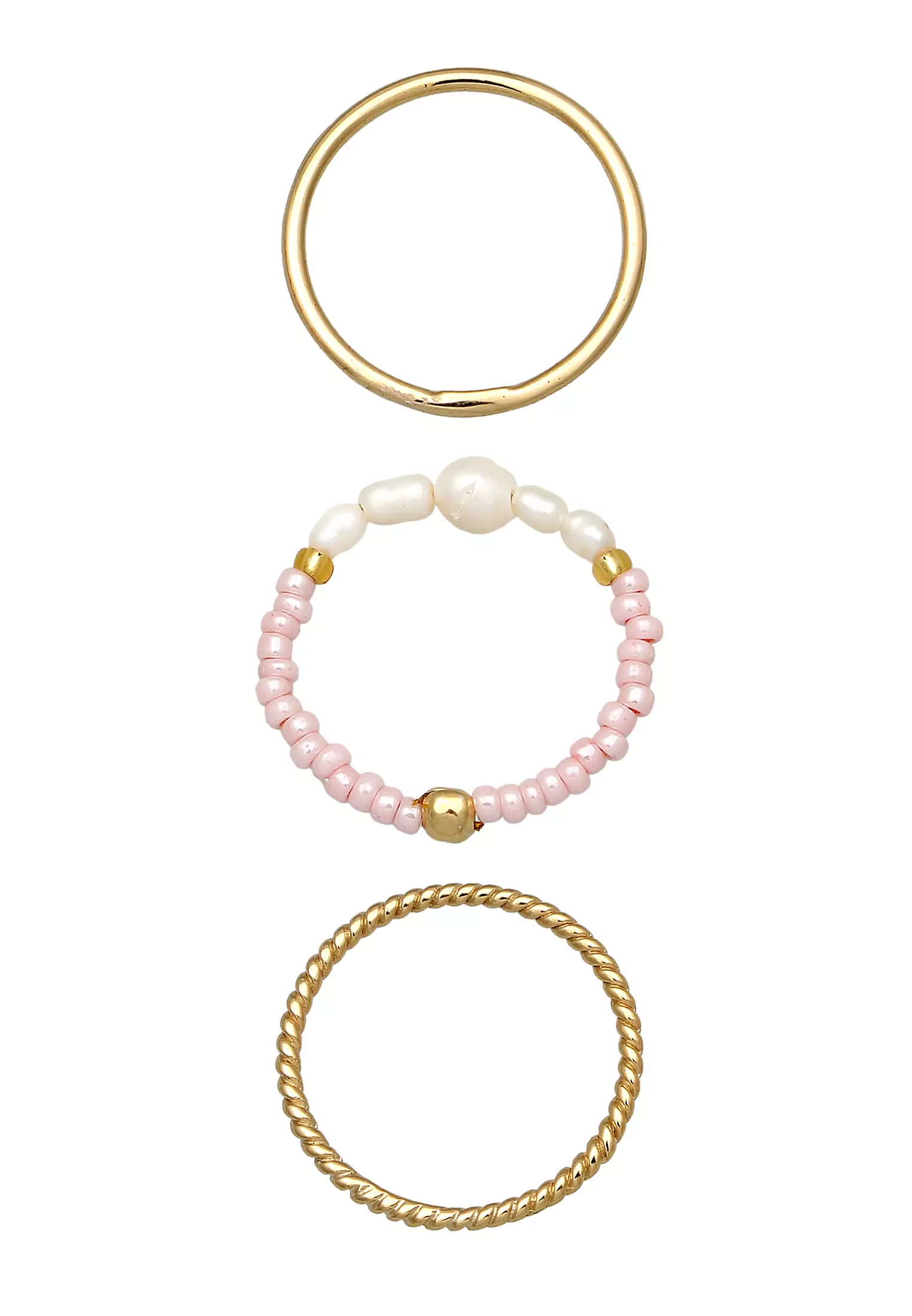 Buy ELLI GERMANY Pearl Bead Stacking Ring Set – Gold-Plated Silver 2026 ...