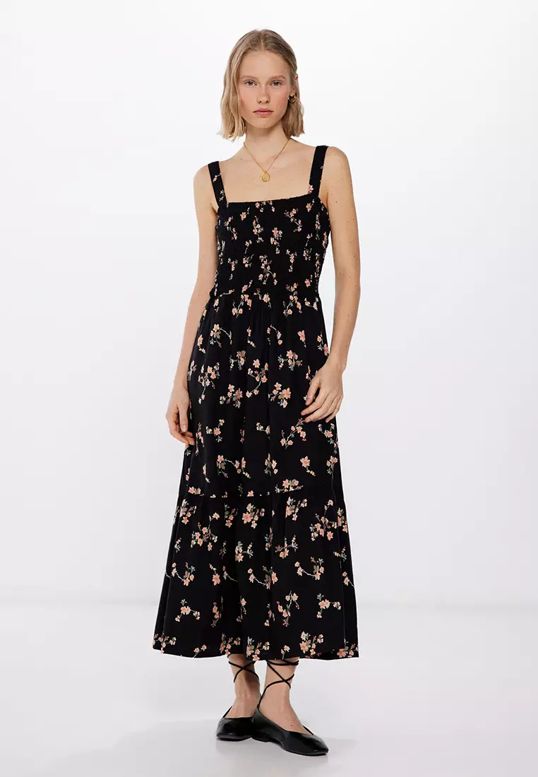 Buy Springfield Honeycomb Print Midi Dress With Linen 2024 Online ...