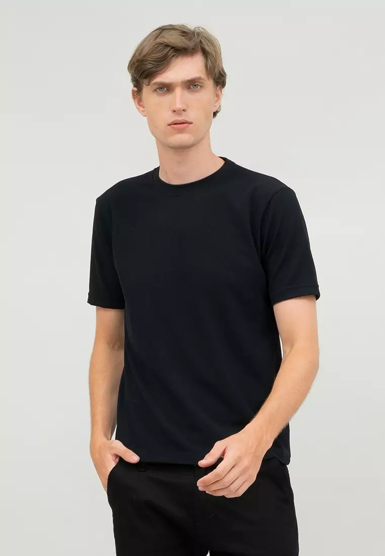 Jual Crow CROW Yasha waffle spandex T-shirt Black Original 2023 ...