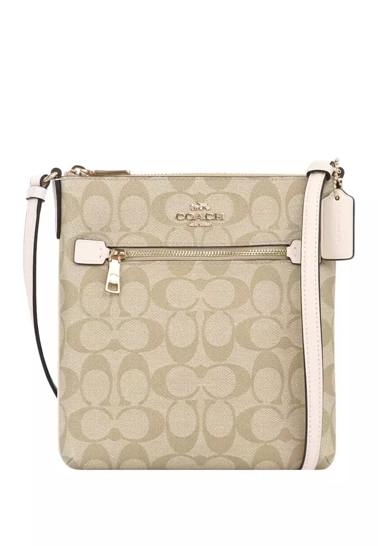 Coach Mini Rowan File Bag In Signature - Light Brown 2025 | Buy Coach ...