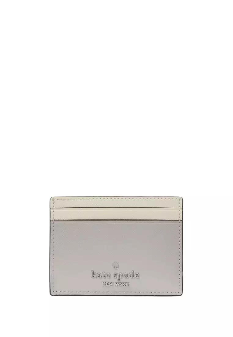 Jual Kate Spade KATE SPADE Madison Small Slim Card Holder Platinum Grey ...
