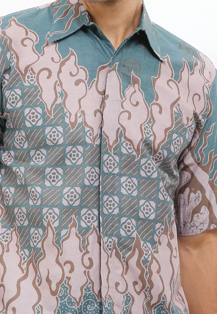 Jual Elshanum Batik Seroja Kemeja Batik Premium Pria Casual Modern ...