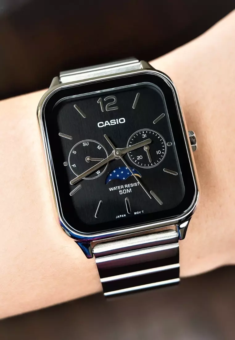 Casio Casio Leather Dress Moonphase Dial Watch (MTP-M305D-1A) 2025 ...