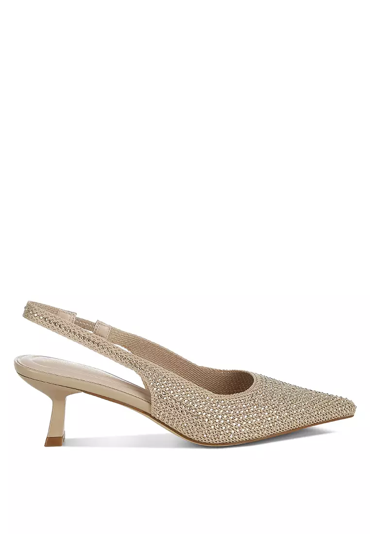 Buy Rag & CO. Flyknit Rhinestone Slingback Sandals in Beige Online ...