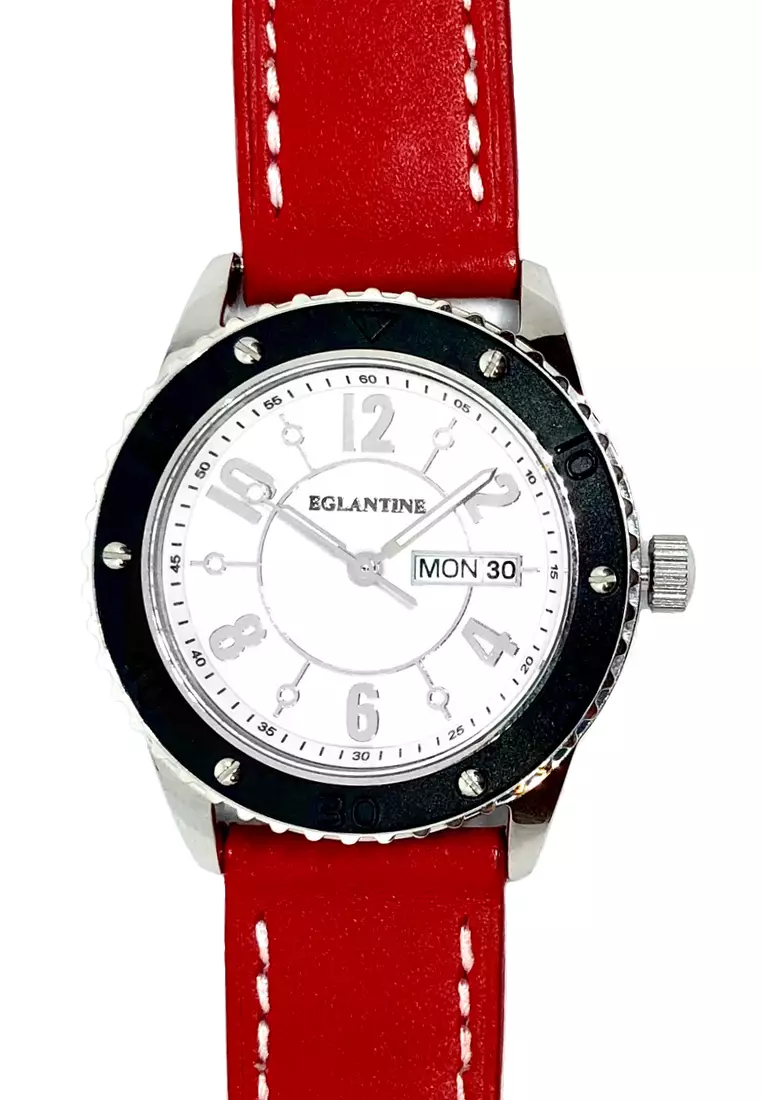 Buy EGLANTINE Vanessa Ladies Steel Quartz Watch White Dial on Red ...