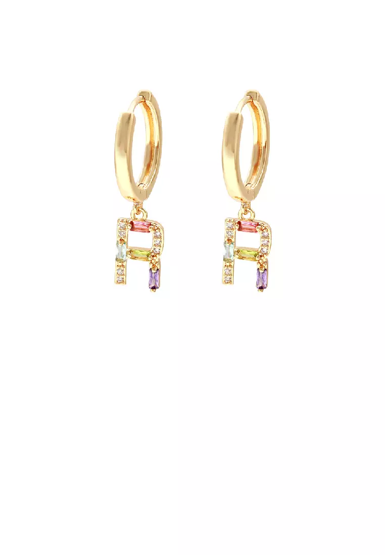 Buy SOEOES Fashion Simple Plated Gold Alphabet R Geometric Earrings ...