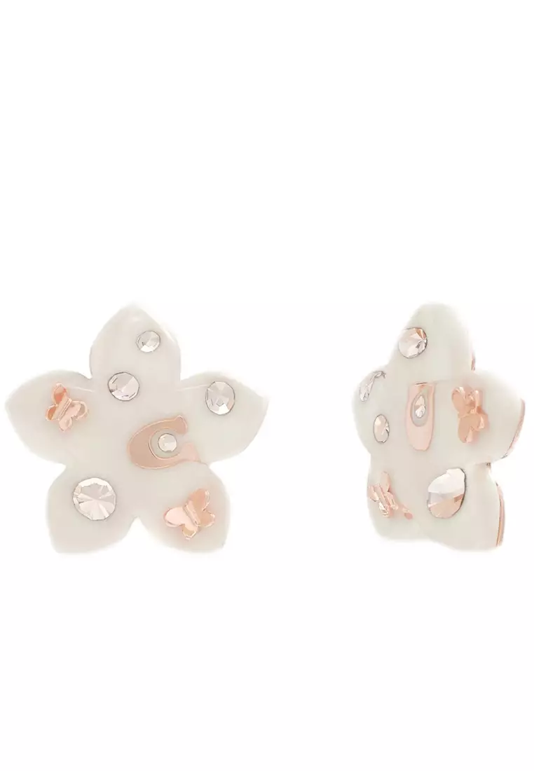 Buy Coach Coach Wildflower Resin Stud Earrings in Rose Gold/ Chalk ...