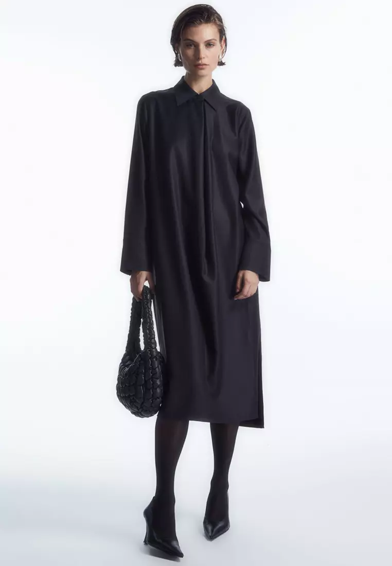 Buy Cos Deconstructed Wool Midi Shirt Dress Online Zalora Malaysia