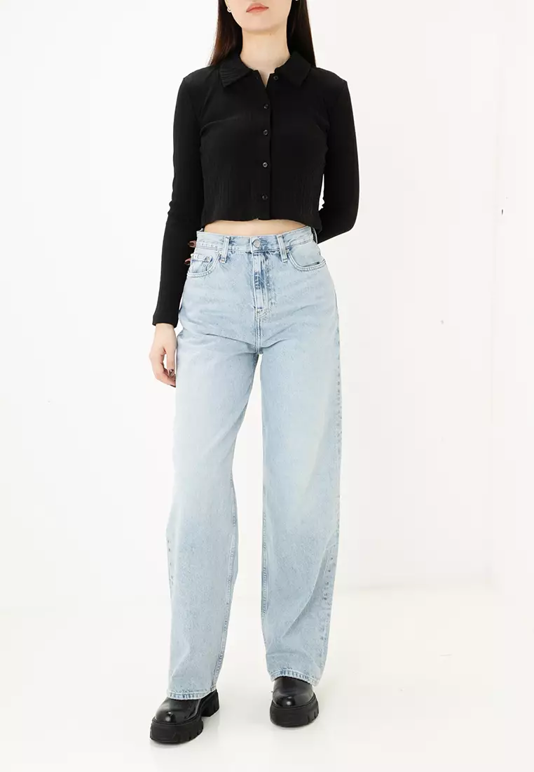 Buy Calvin Klein Knit Button Up Polo Top 2025 Online | ZALORA