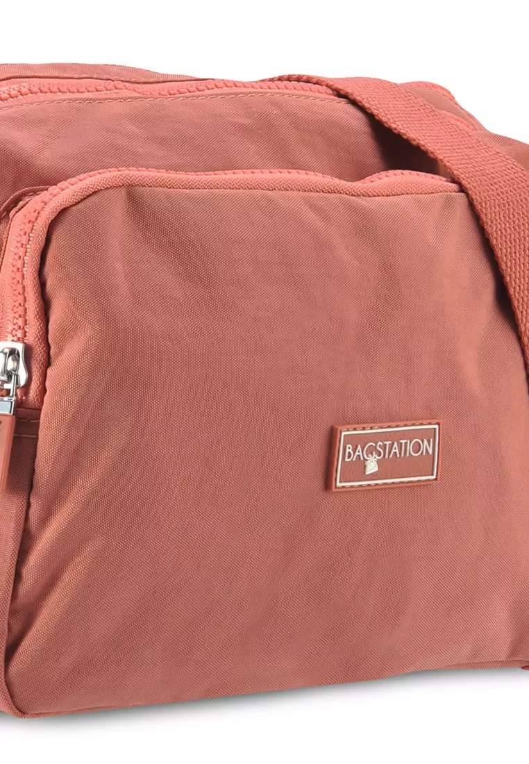 Jual Bagstation Crinkled Nylon Multi-Compartment Sling Bag Original ...