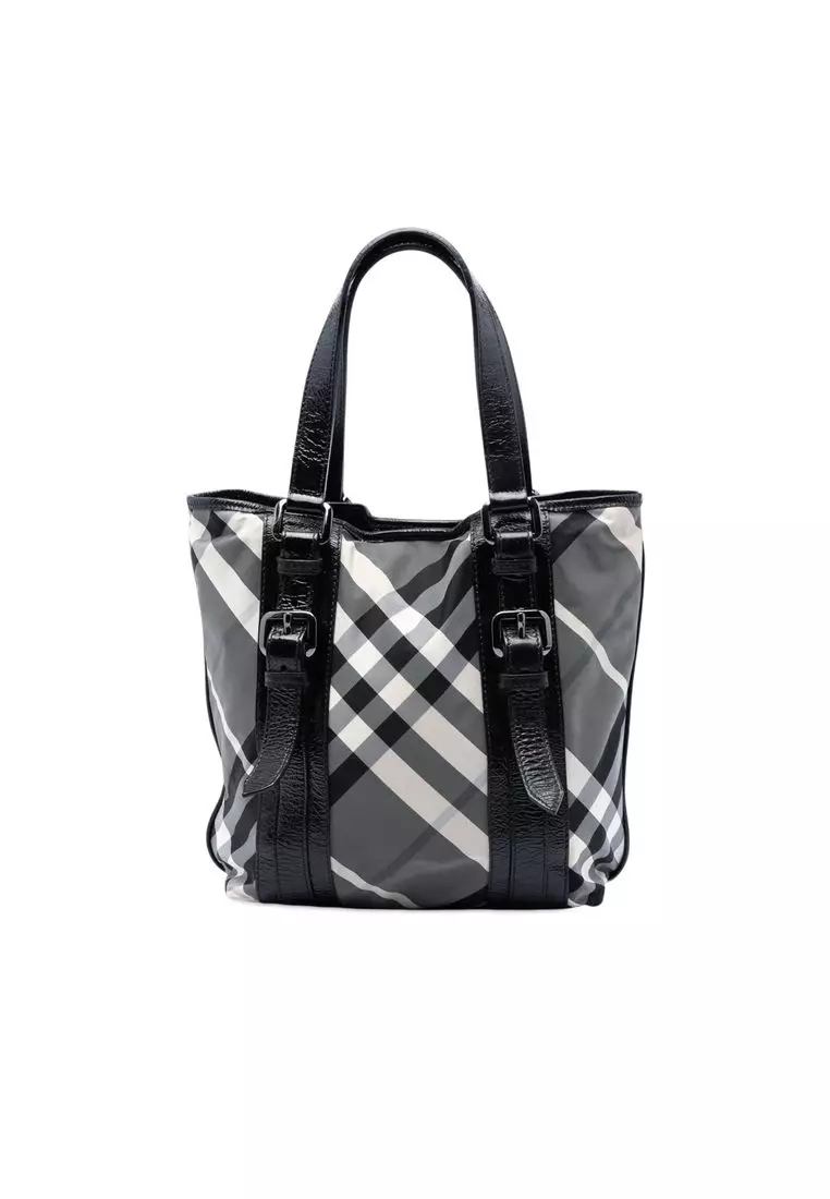 Buy Burberry Pre-Loved Burberry Small Beat Check Nylon Victoria Tote ...
