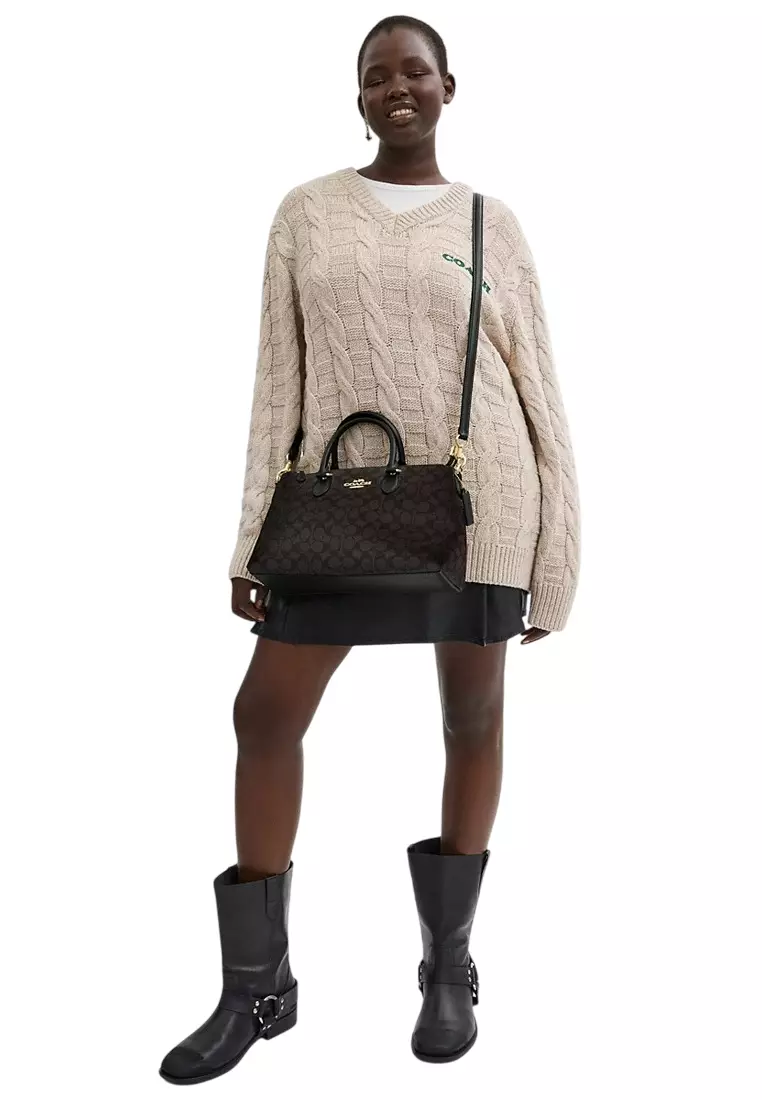 Coach Georgia Satchel Bag In Signature Canvas - Walnut/Black 2025 | Buy ...