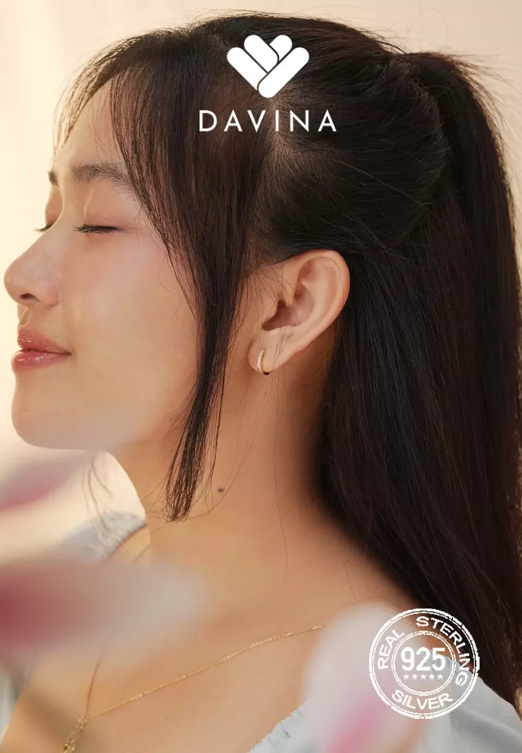 Jual DAVINA Jewelry DAVINA Ladies Amoura Earrings Gold Color Sterling ...