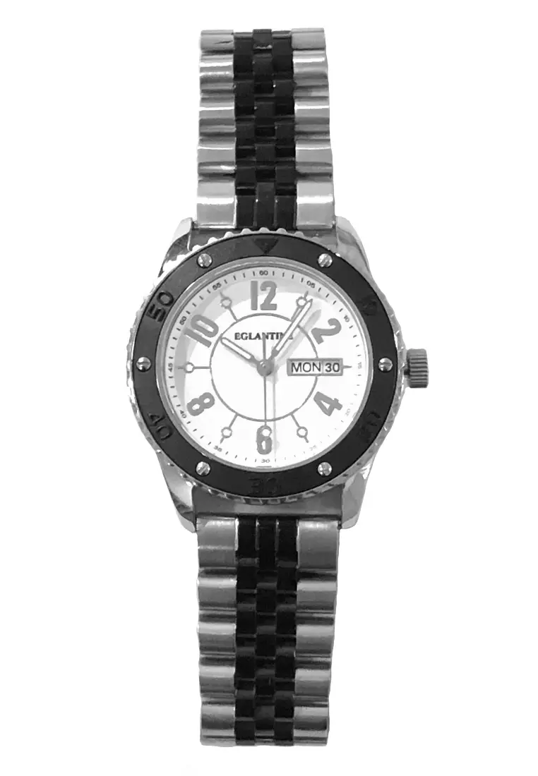 Buy EGLANTINE DAY/DATE Unisex Steel Quartz Watch, White dial, Day-Date ...