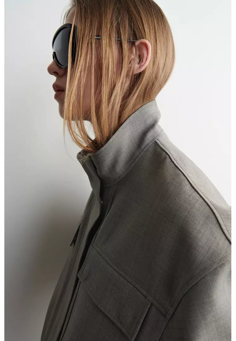 Buy COS FUNNEL-NECK WOOL-BLEND BOMBER JACKET 2026 Online | ZALORA