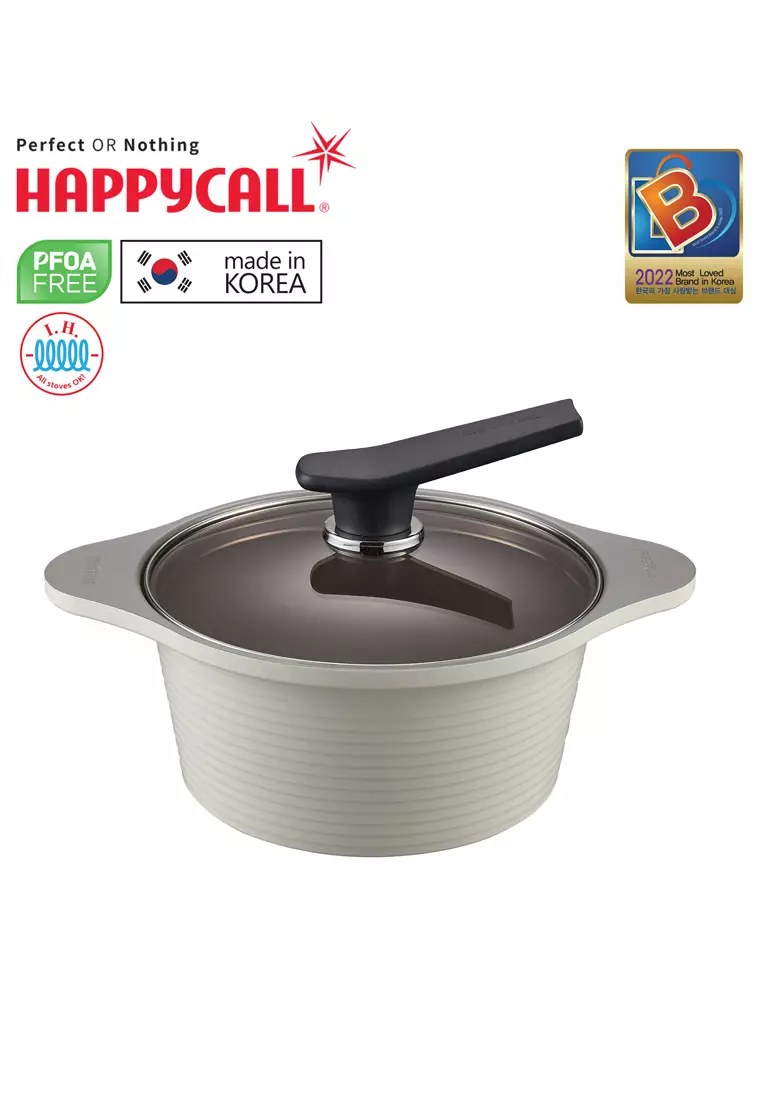 Buy Happycall Happycall 28CM Onde Induction Ceramic Jumbo Stock Pot IH Pearl Ivory with Tempered ...