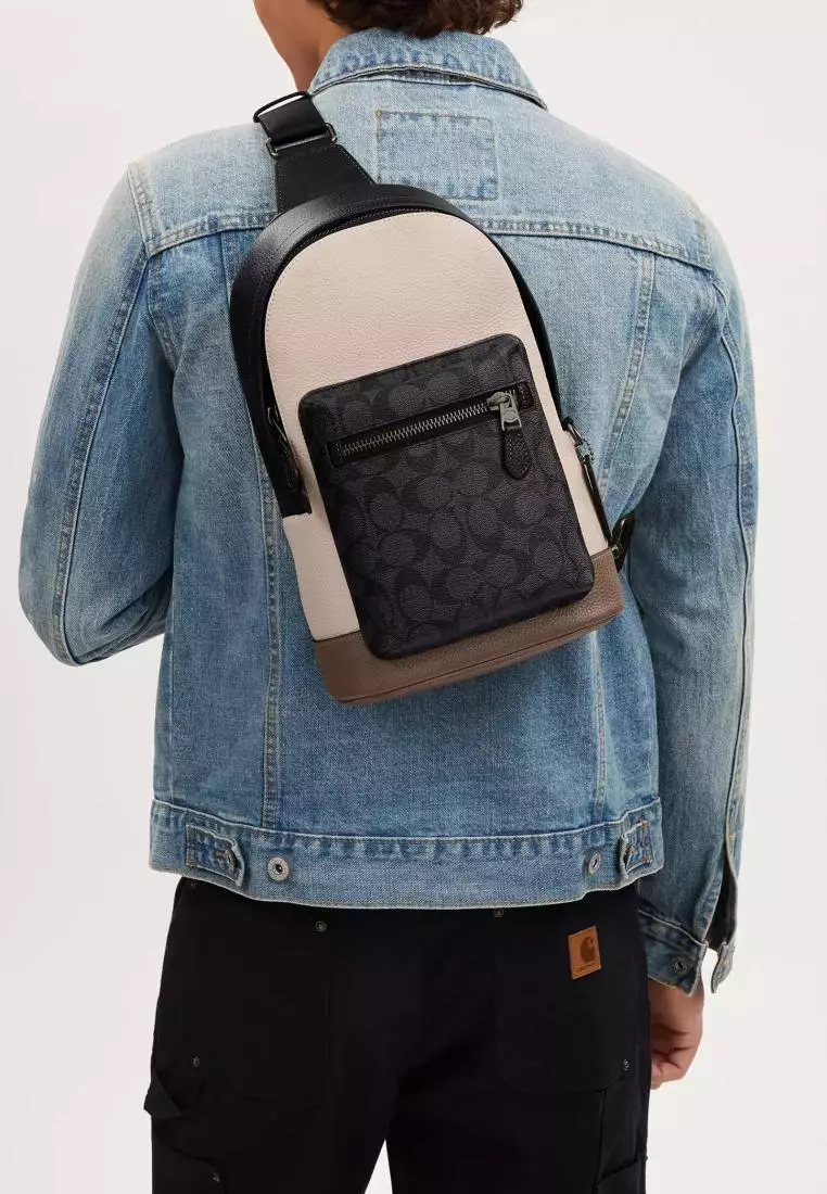 Jual Coach Coach West Pack In Colorblock Signature Canvas Charcoal Dark ...