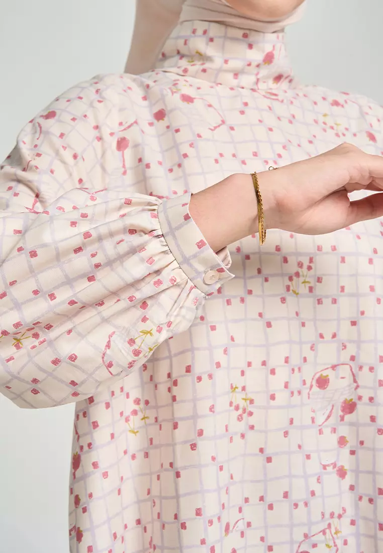 Jual KAMI Kami Qara Bishop Sleeve Tunic Cream Blush Original 2025 ...