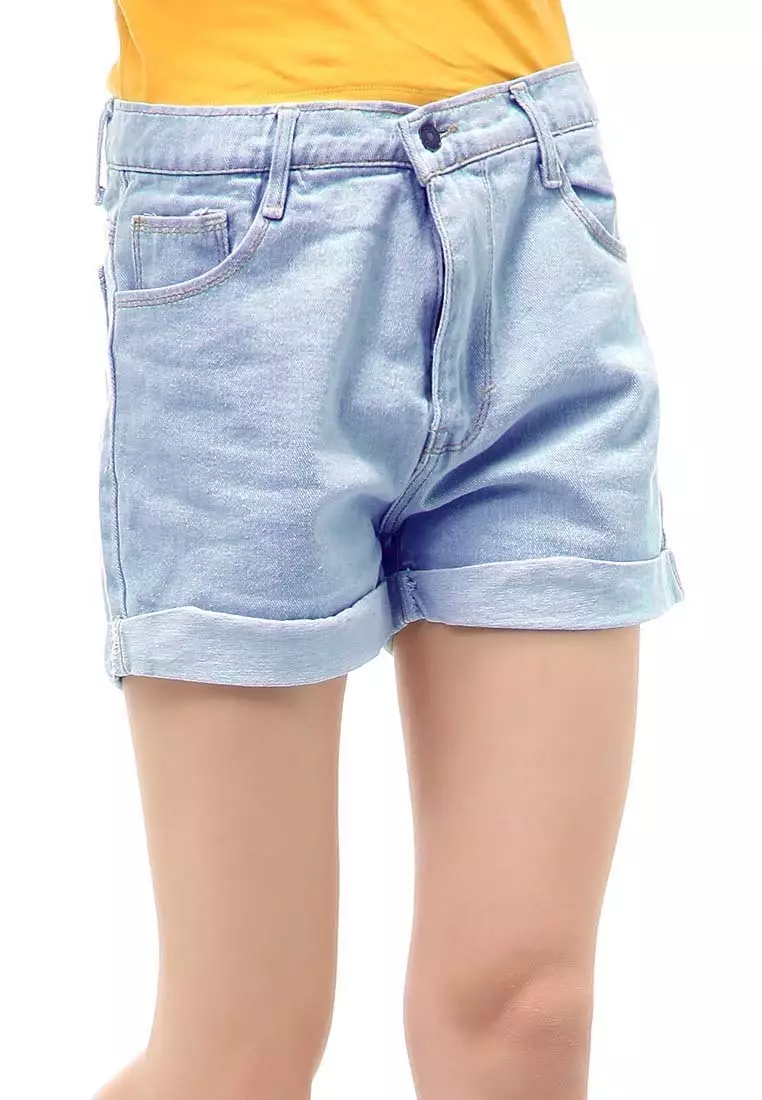 Jual Evernoon Radmila Hot Pants Wanita Aksen Lipat Regular Fit - Biru Muda Original 2025 ...