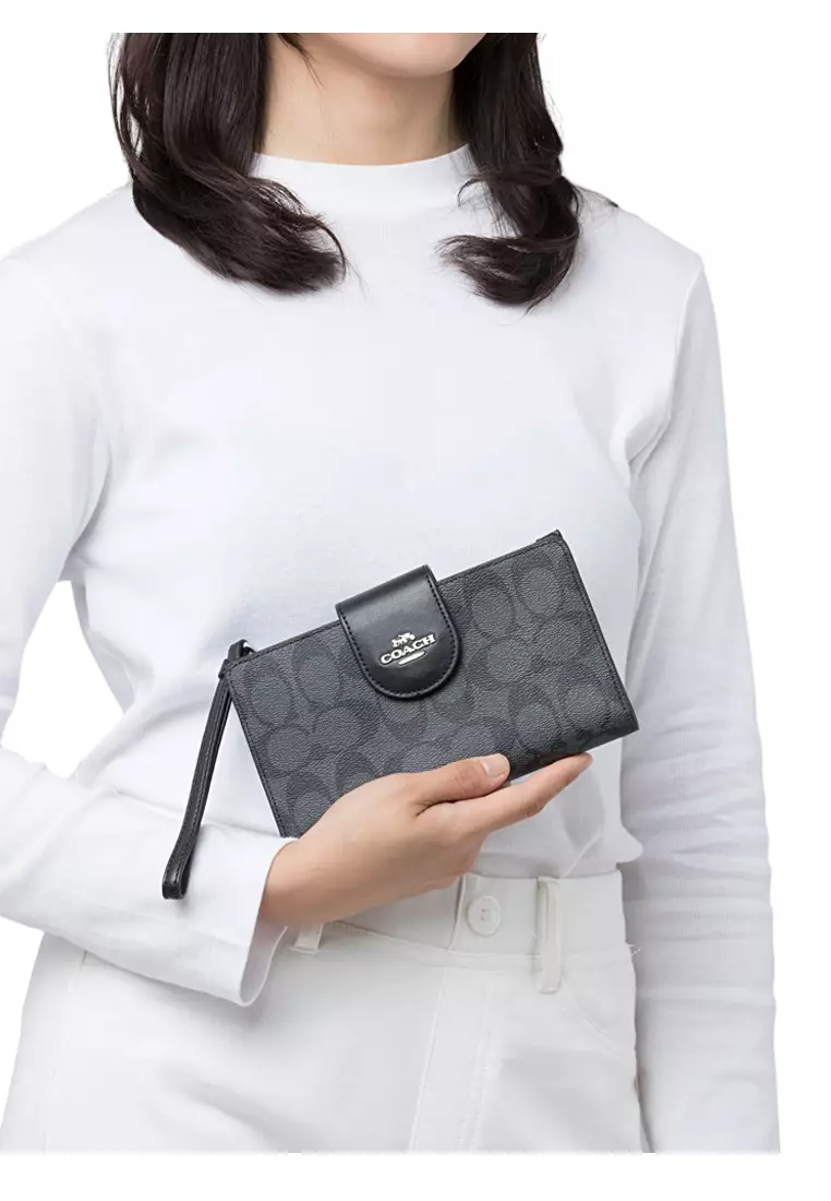 Buy Coach Tech Wallet In Colorblock Signature Canvas - Black Online ...