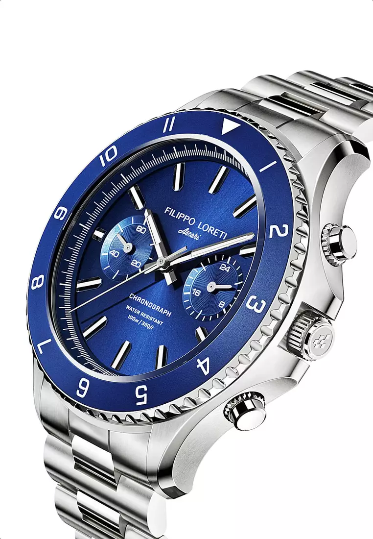 Buy Filippo Loreti Unisex Stainless Steel Ascari Deep Blue Steel Link ...