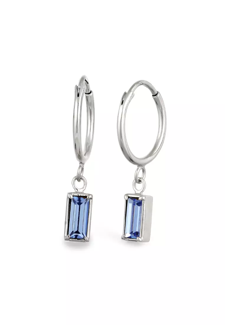 Buy ELLI GERMANY Swarovski® Crystal Rectangle Hoop Earrings in Blue ...