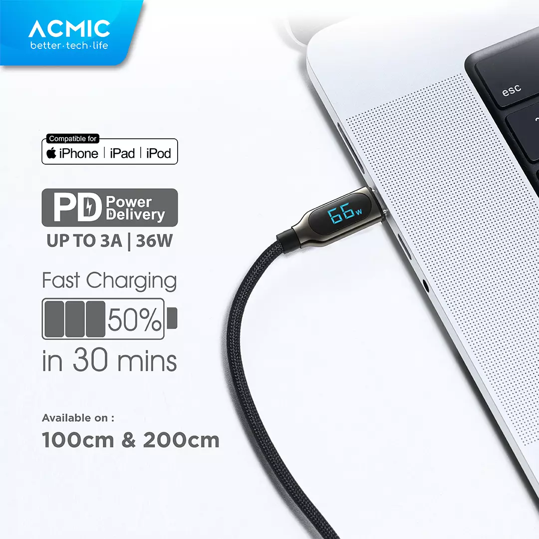 Jual ACMIC ACMIC DIGILINE Kabel Data USB-A to USB-C Fast Charging 66W ...