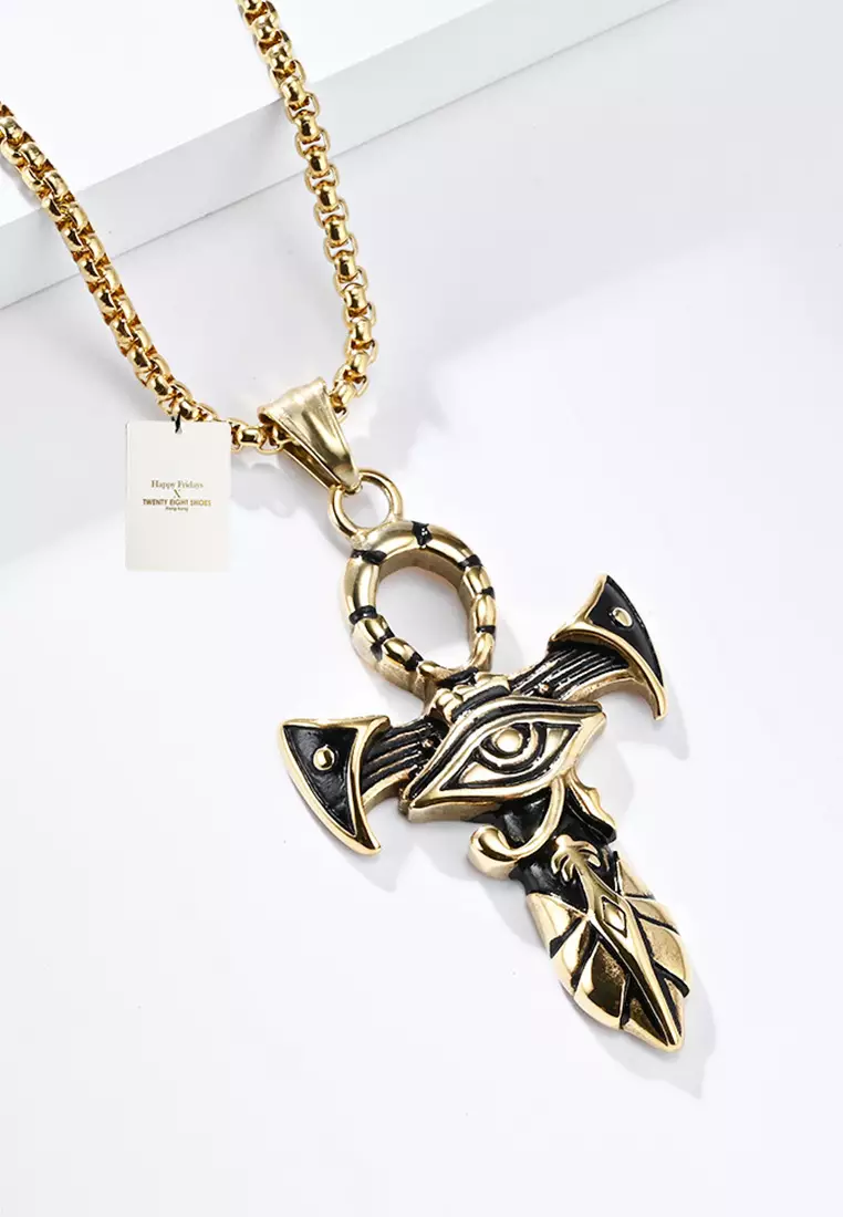 Buy HAPPY FRIDAYS Titanium Steel The Eye of Horus Cross Pendant ...