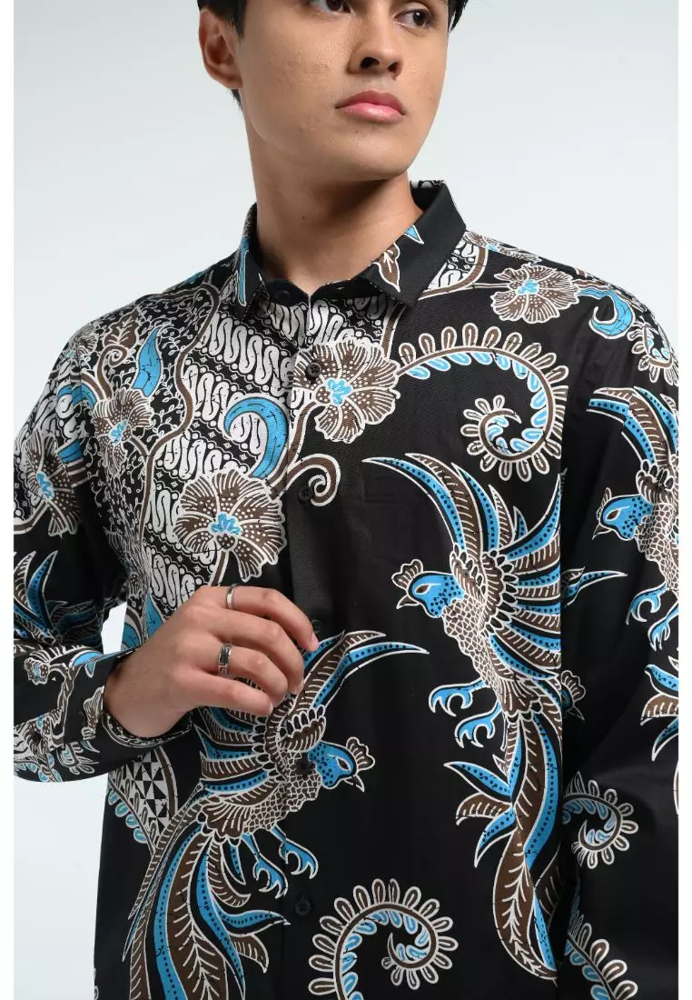 Jual Manzone Manzone Kemeja Batik Lengan Panjang Pria ZBB-ATRAYA 1-BLK ...