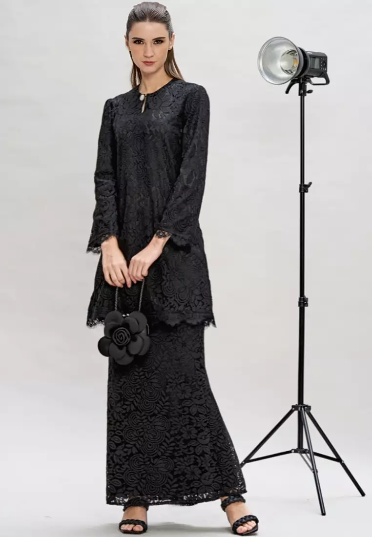 Buy Loveaisyah Black Lace Modern Baju Kurung Hari Raya Online | ZALORA ...