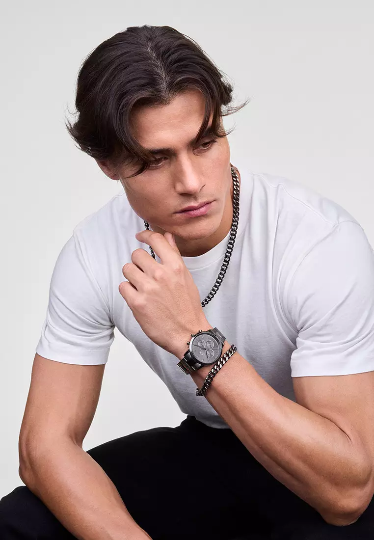 Daniel Wellington Ellipse Cuban Chain Bracelet Graphite Grey Unisex ...